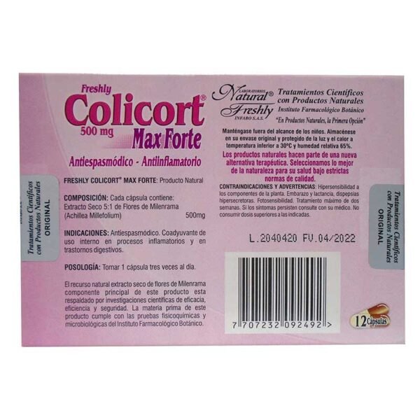 Colicort Max Forte 500 Mg 30 Capsulas Antiespasmodico - Luna Nueva ...