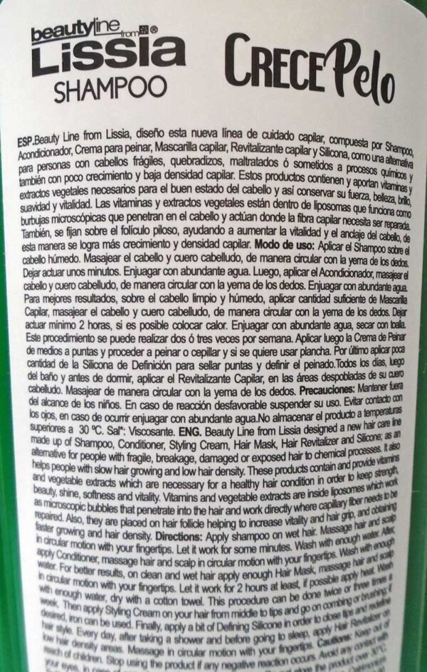 Shampoo Crece Pelo 425 ml Lissia - Luna Nueva Tienda Naturista