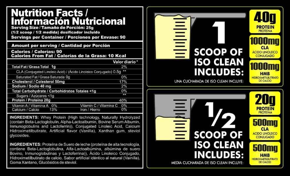 Iso Clean Whey Protein Isolate 2/5 Lb - Luna Nueva Tienda Naturista